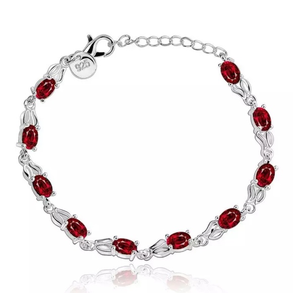Jewelry | 925 Sterling Silver Bracelet Garnet Stones | Poshmark